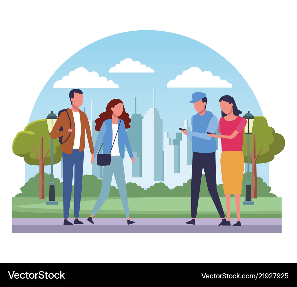 Peope at park cartoons Royalty Free Vector Image