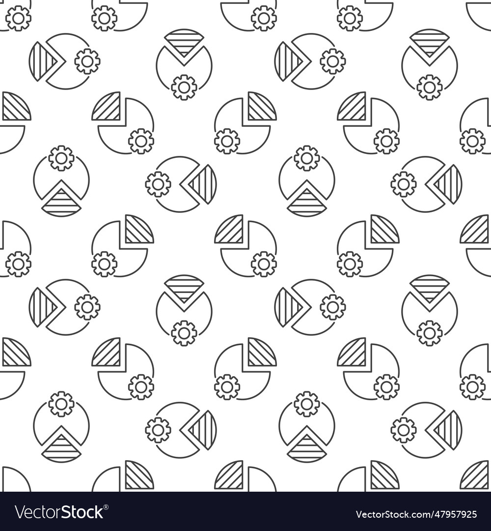 Pie Chart With Gear Stem Concept Line Seamless Vector Image