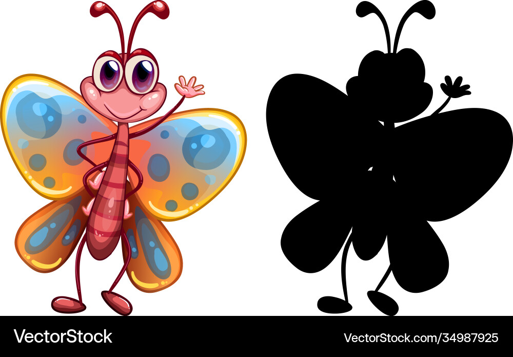 Set insect cartoon character and its Royalty Free Vector