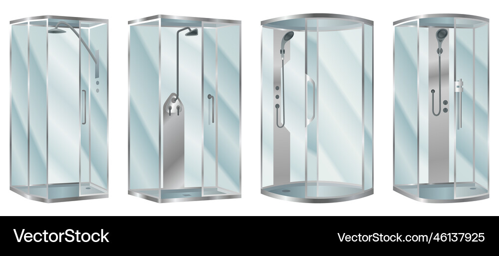 Shower cabins set elegant bathroom elements Vector Image