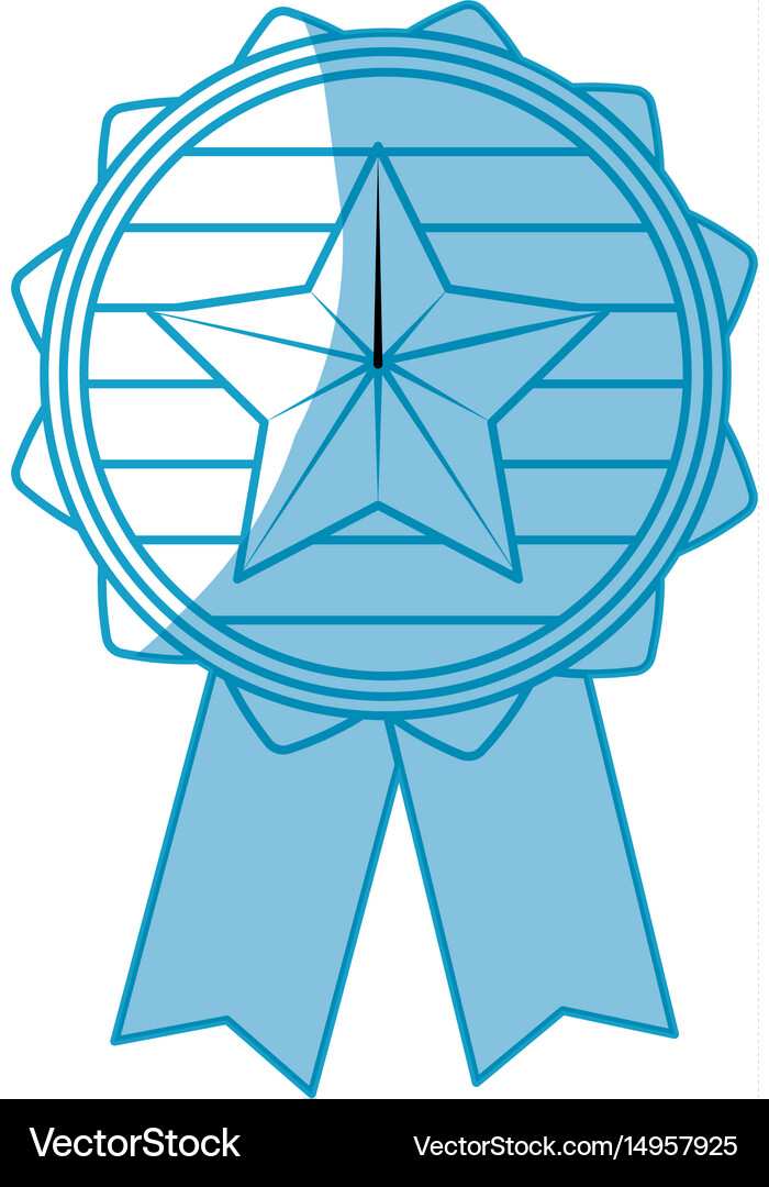 Silhouette emblem with star inside and ribbon Vector Image