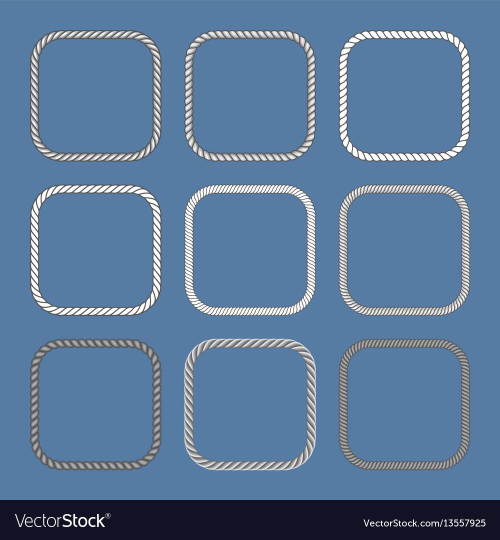 Square nautical ropes frames set Royalty Free Vector Image