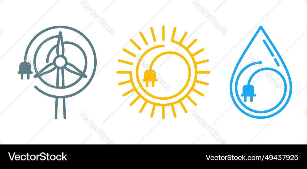 Sustainable energy - windmill solar tidal Vector Image