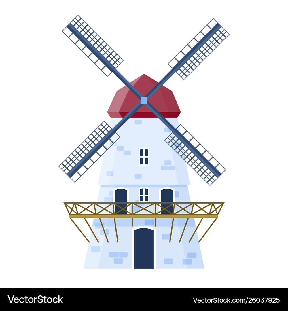 Traditional wind mill isolated on white background