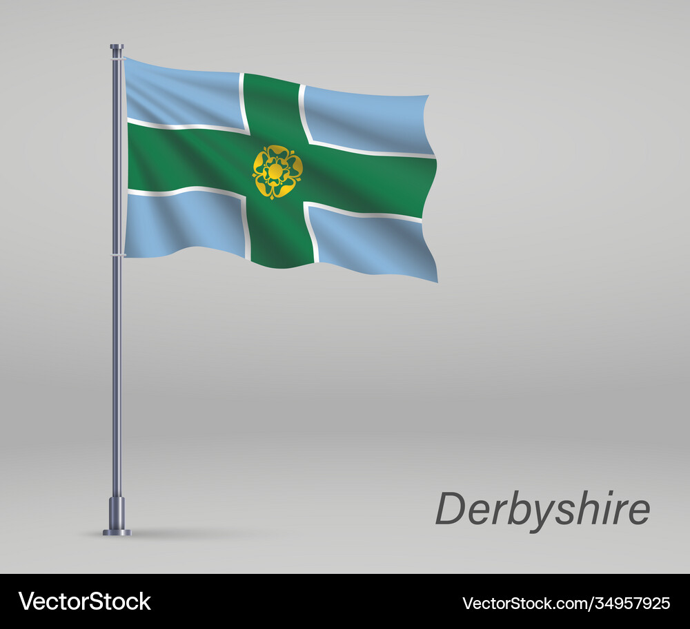 Waving flag derbyshire - county england Royalty Free Vector