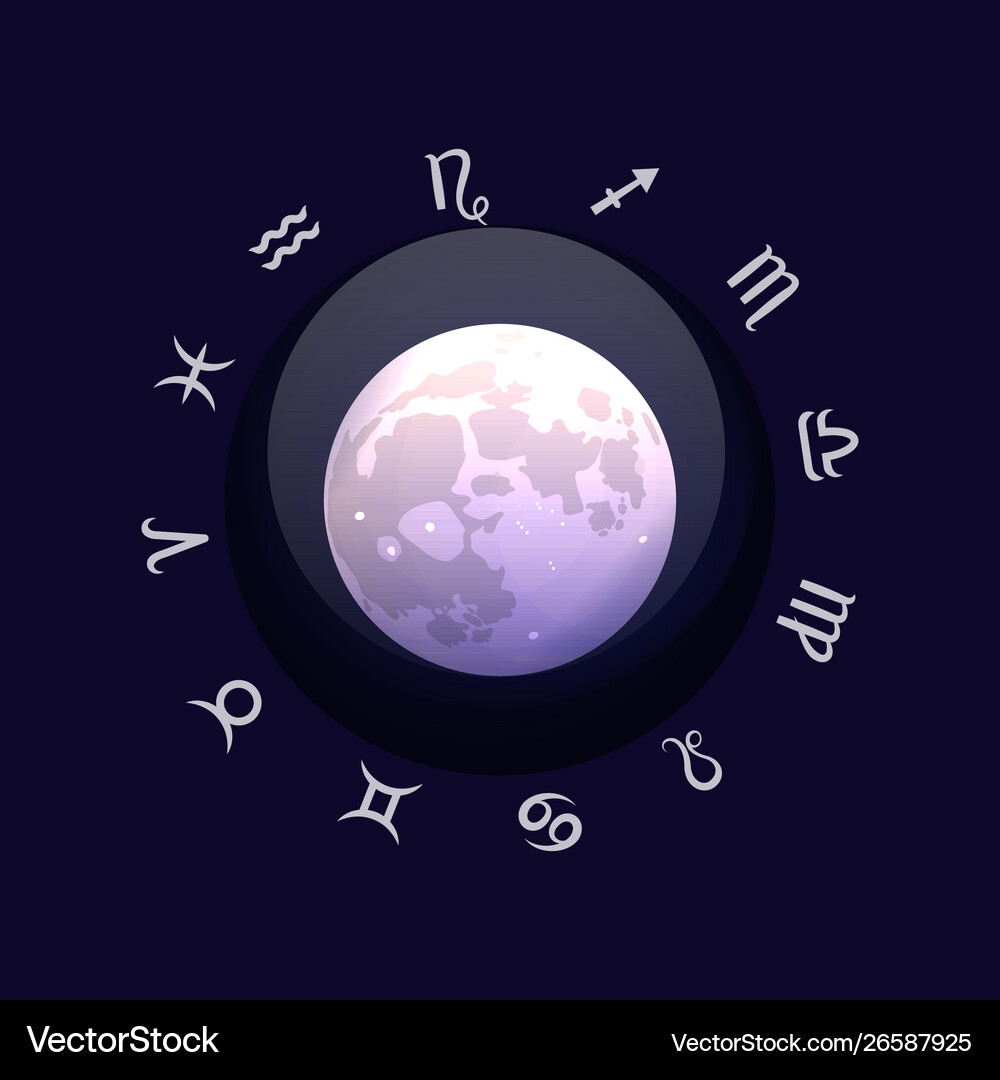 Zodiac sign and moon Royalty Free Vector Image