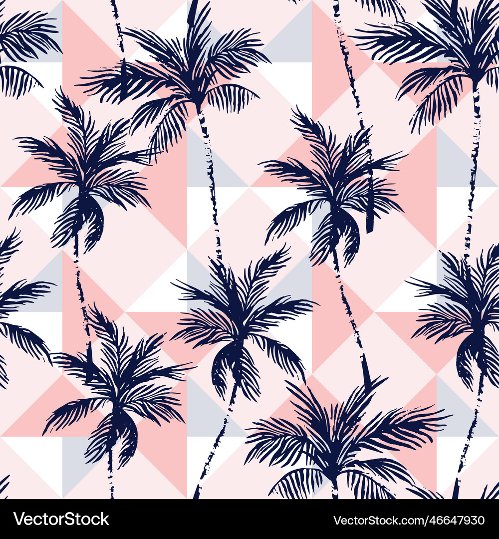 Abstract coconut trees on geometrical rhombus Vector Image