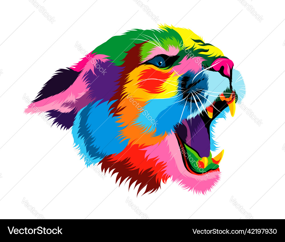 Abstract puma cougar head portrait from Royalty Free Vector