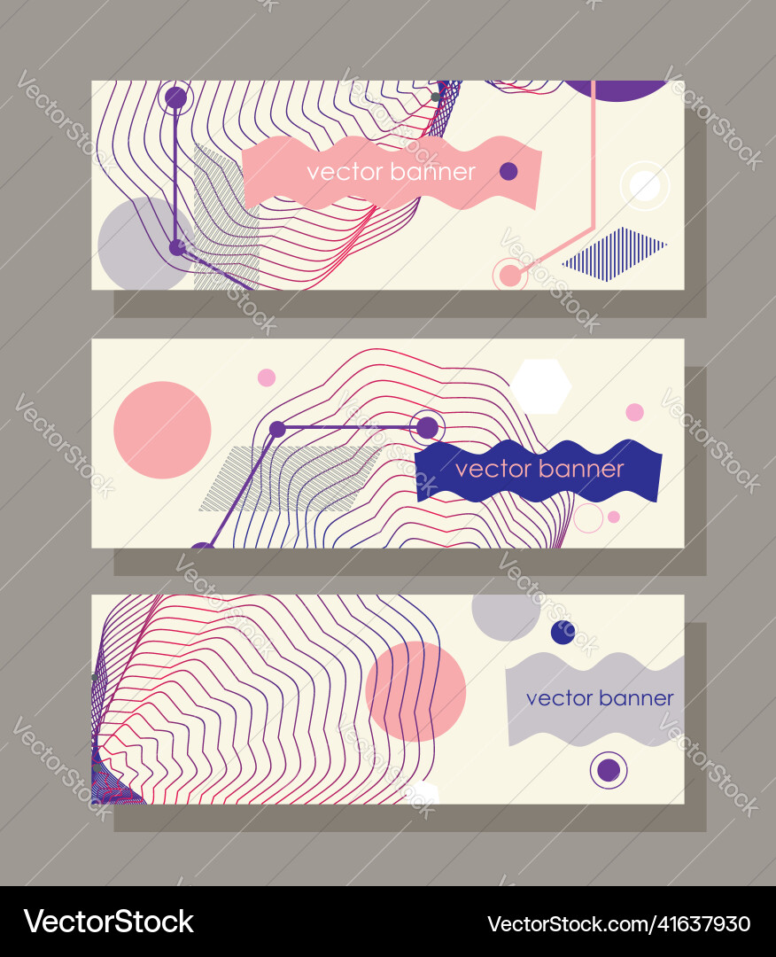 Abstract retro banners with geometric flat shapes Vector Image