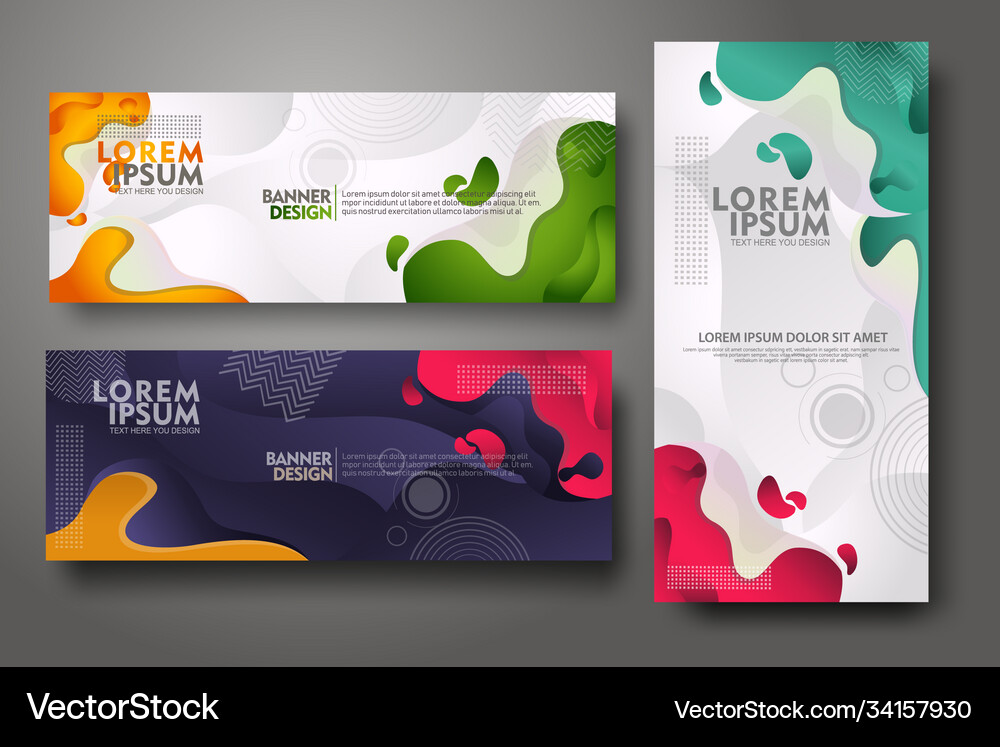 Banner set design template in trendy vibrant Vector Image