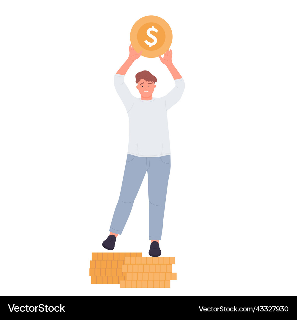 Businessman holding dollar coin Royalty Free Vector Image