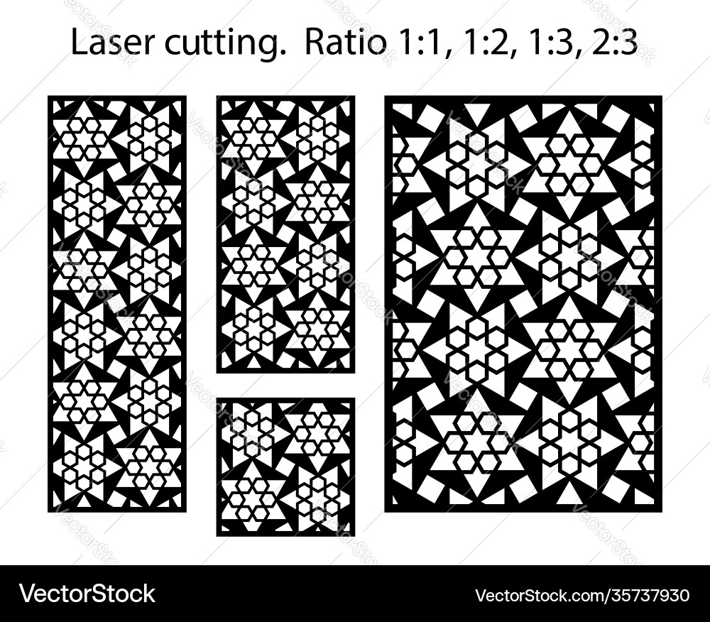 Cnc panel templates set laser pattern set Vector Image