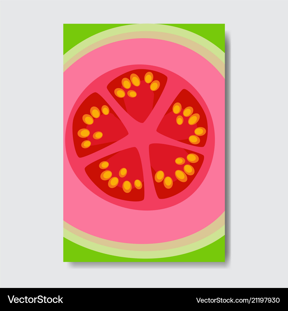 Cut guava template card slice fresh fruit poster Vector Image