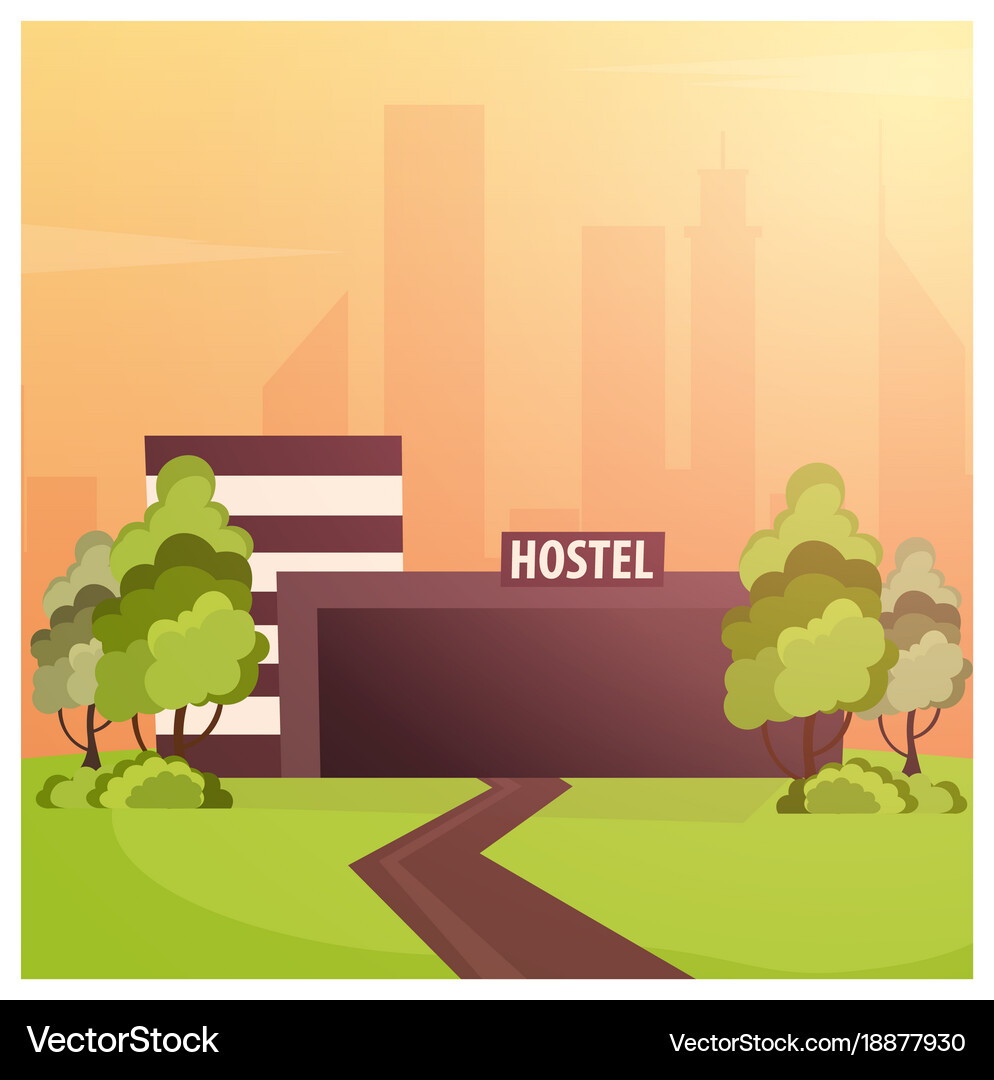 Hostel building guest house hotel Royalty Free Vector Image