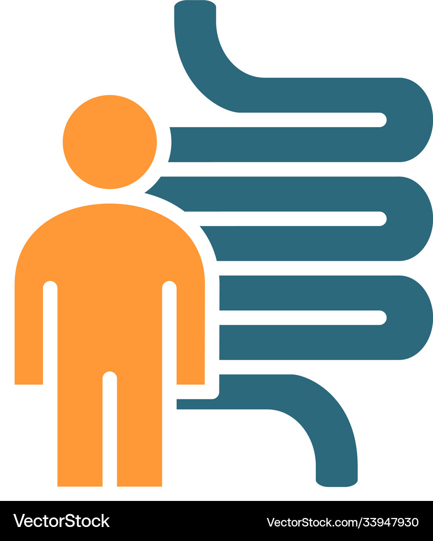 Intestine with man colored icon human digestive Vector Image