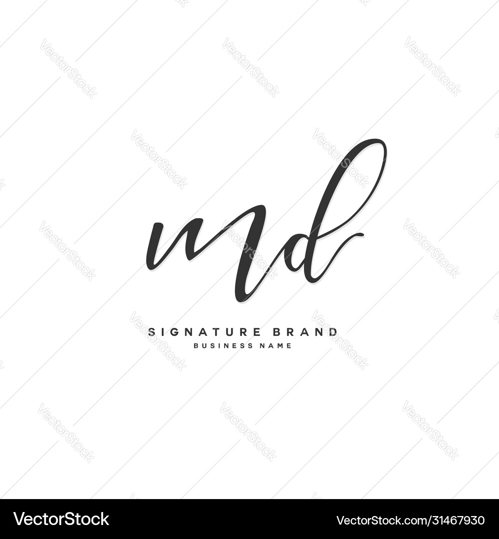 M d md initial letter handwriting and signature Vector Image