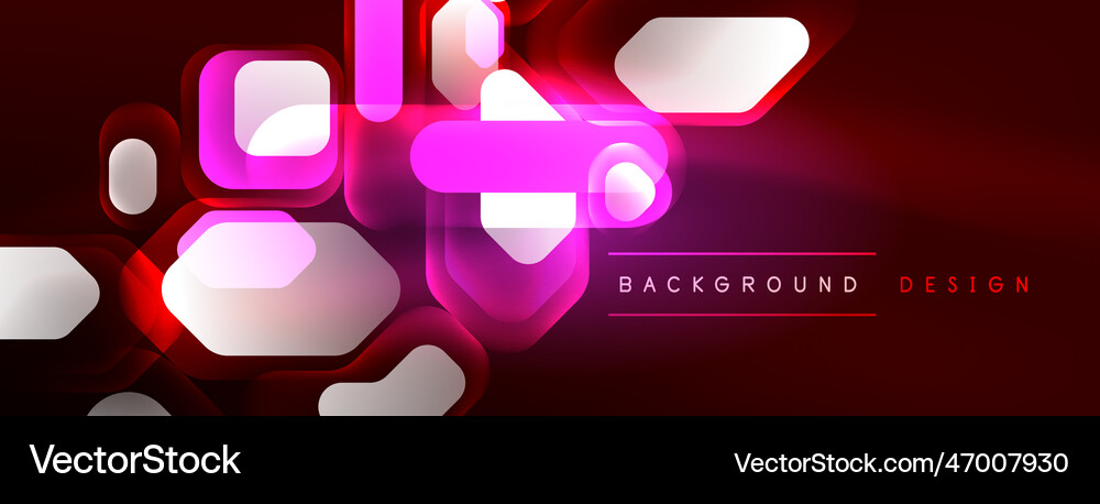 Neon lines squares and round shapes abstract Vector Image