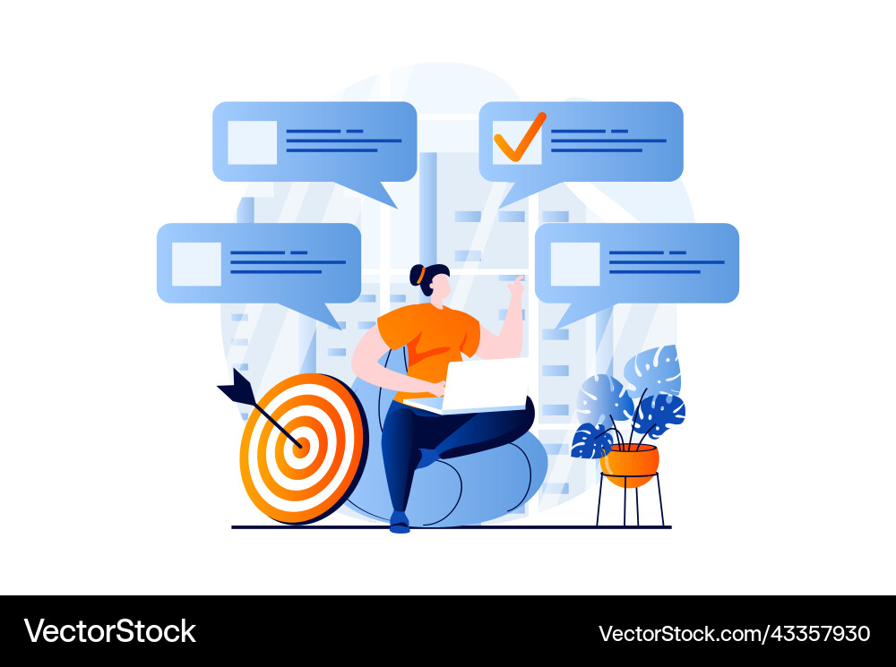 Online survey concept with people scene in flat Vector Image