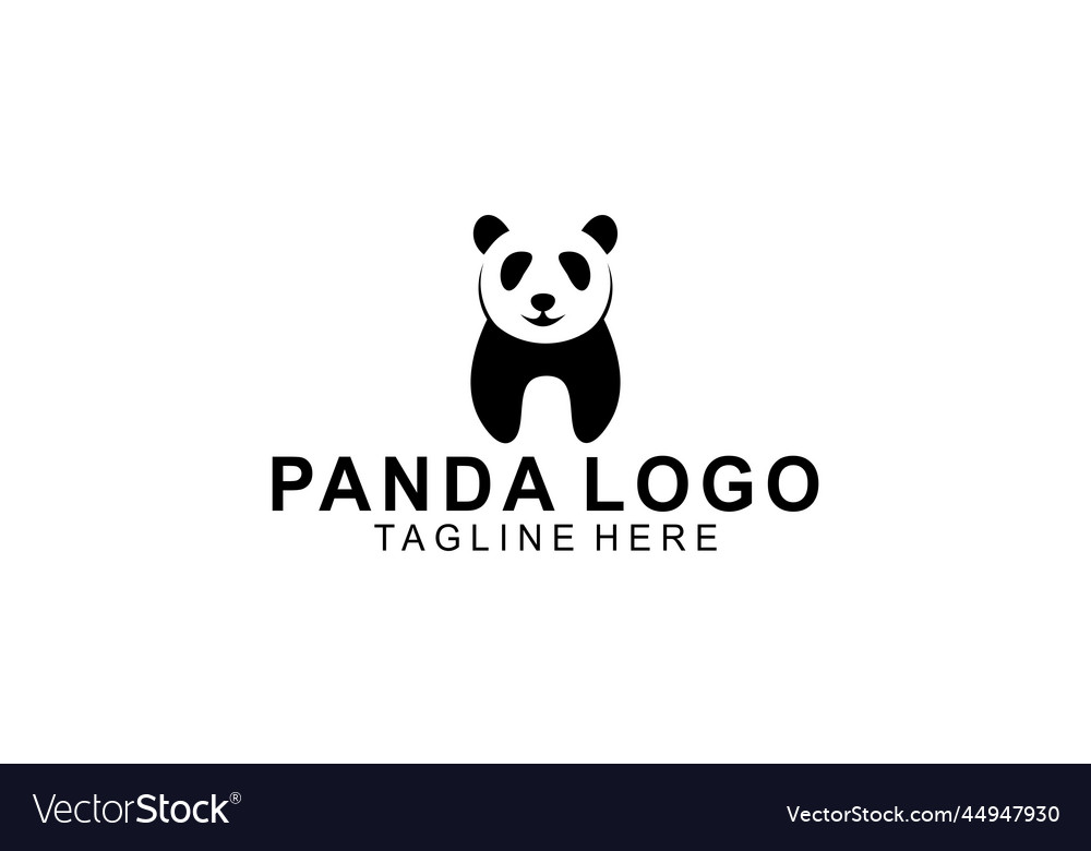 Panda bear silhouette logo design template Vector Image