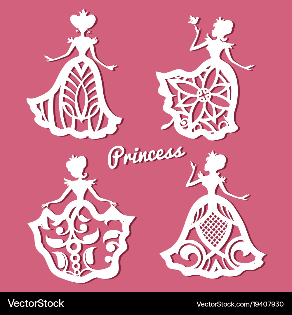 Romantic princess in lacy wedding dresses Vector Image