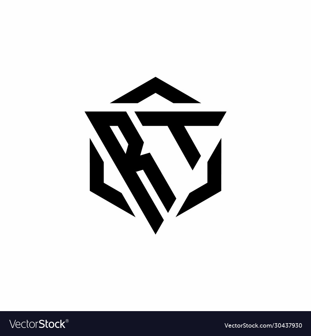 Rt logo monogram with triangle and hexagon modern Vector Image