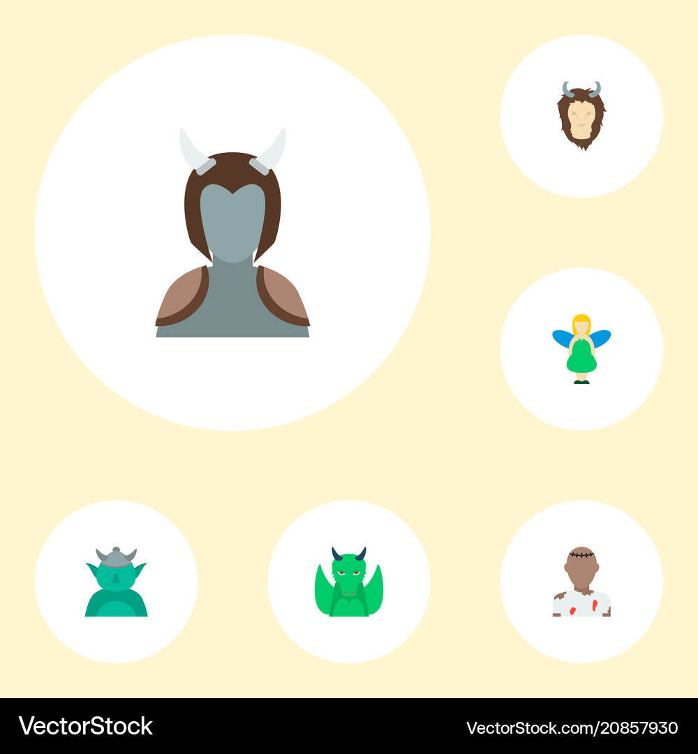 Set character icons flat style symbols Royalty Free Vector