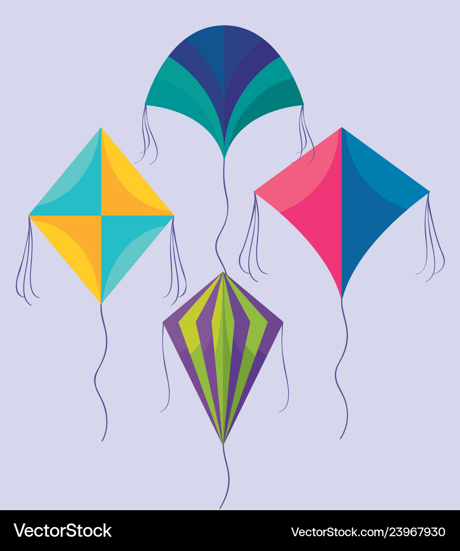 Set of kites flying icon Royalty Free Vector Image