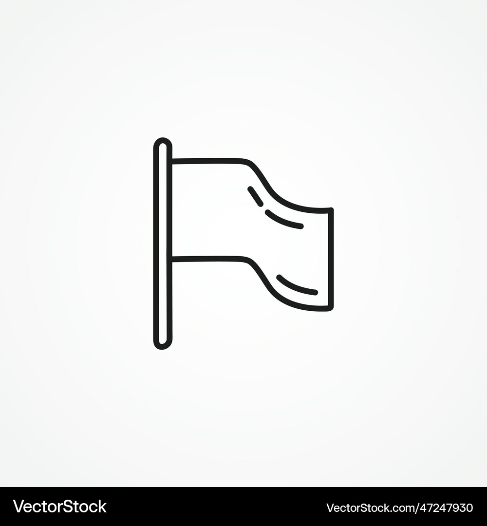 Waving flag line icon flag outline icon Royalty Free Vector