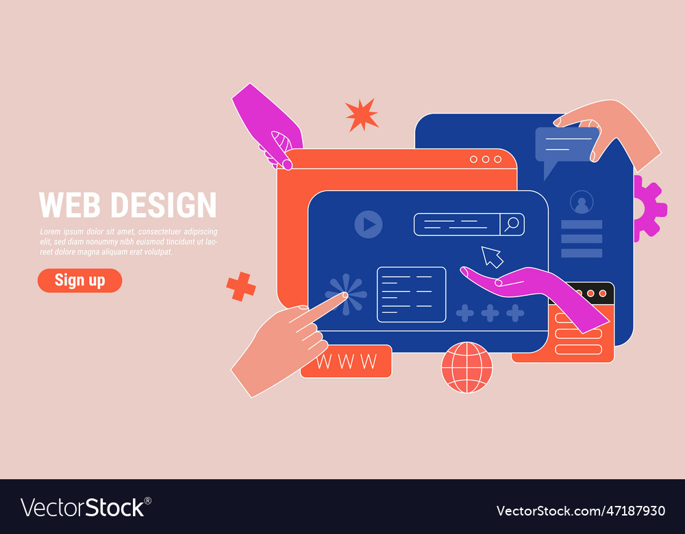 Web design agency ux ui website redesign build Vector Image