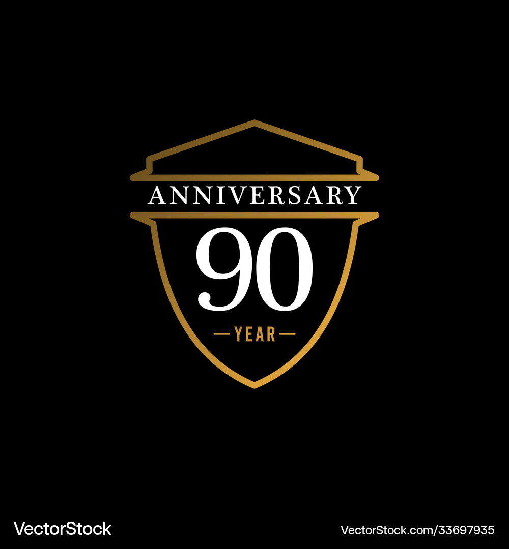 90 years anniversary celebration number text Vector Image