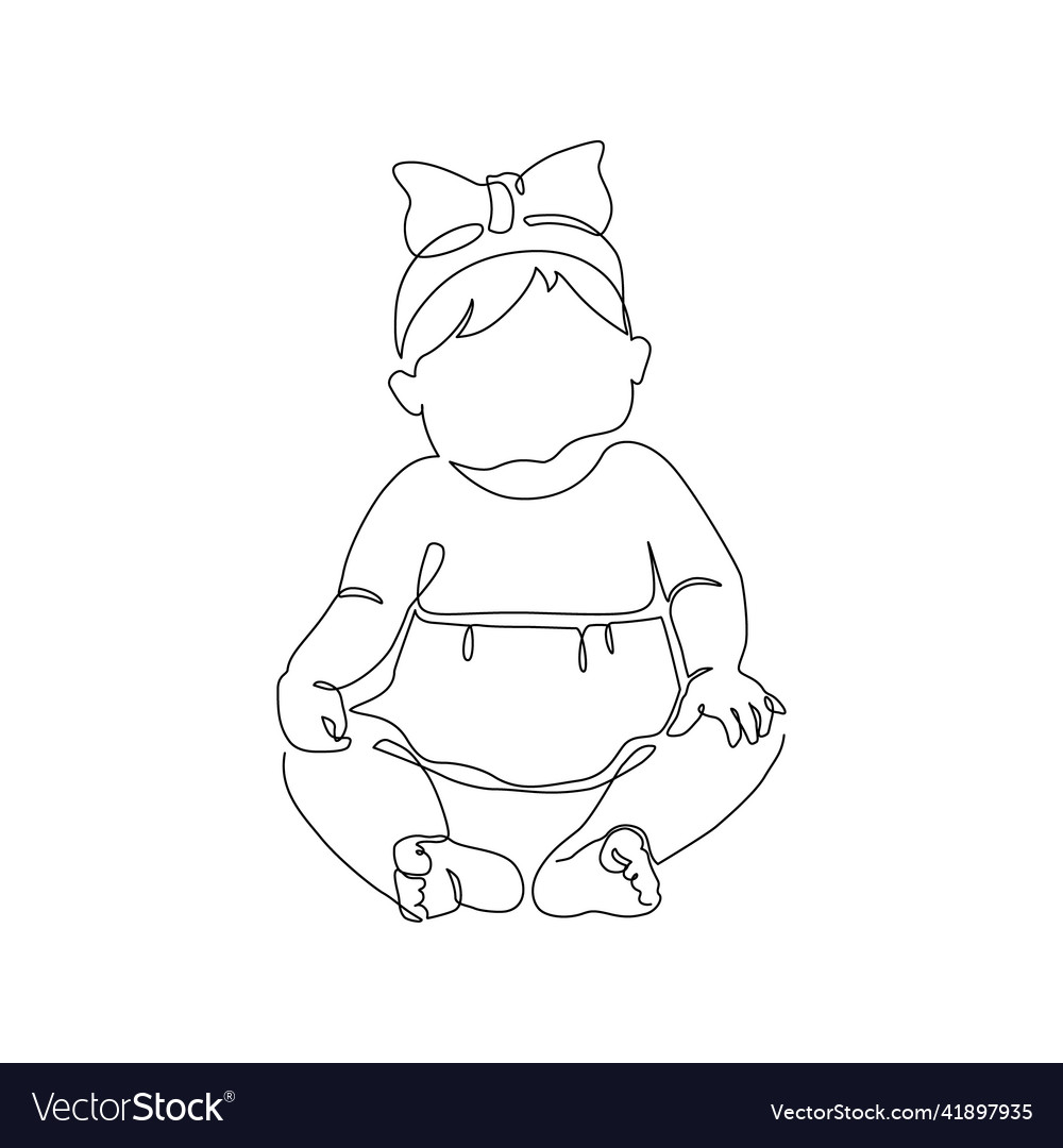 Continuous one line drawing of newborn cute baby Vector Image