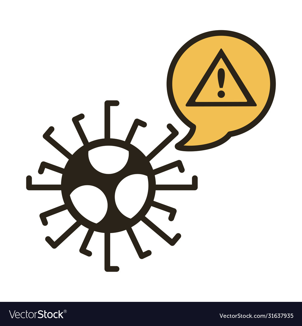 Covid19 virus particle with speech bubble Vector Image