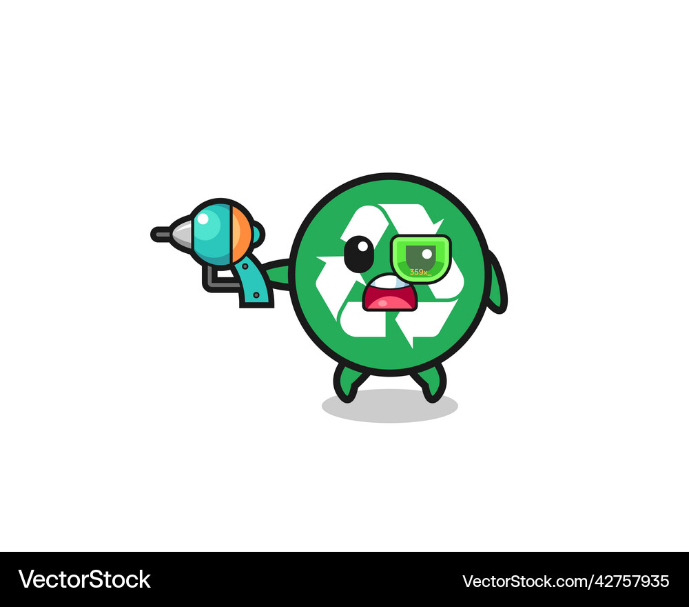Cute recycling holding a future gun Royalty Free Vector