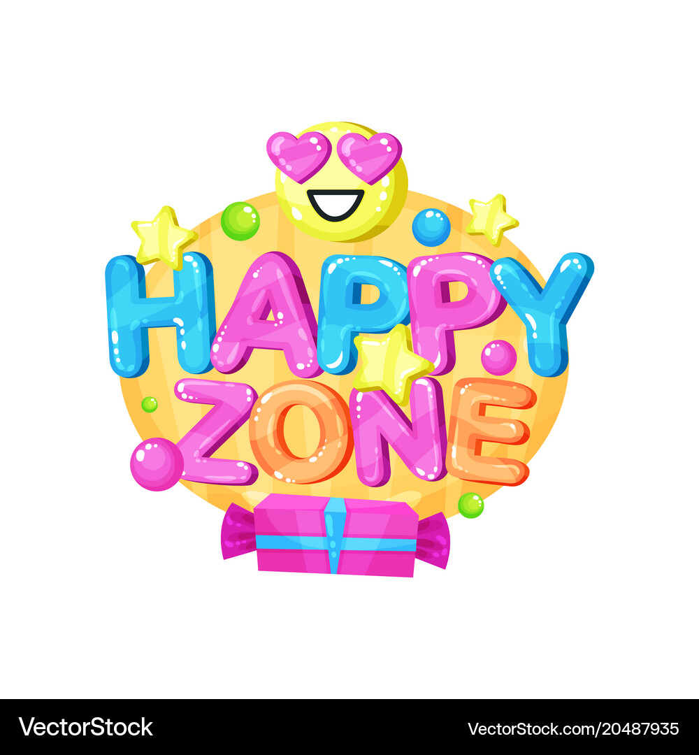 Happy zone logo bright colorful emblem Royalty Free Vector