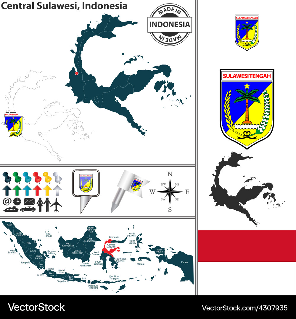 Map of central sulawesi Royalty Free Vector Image