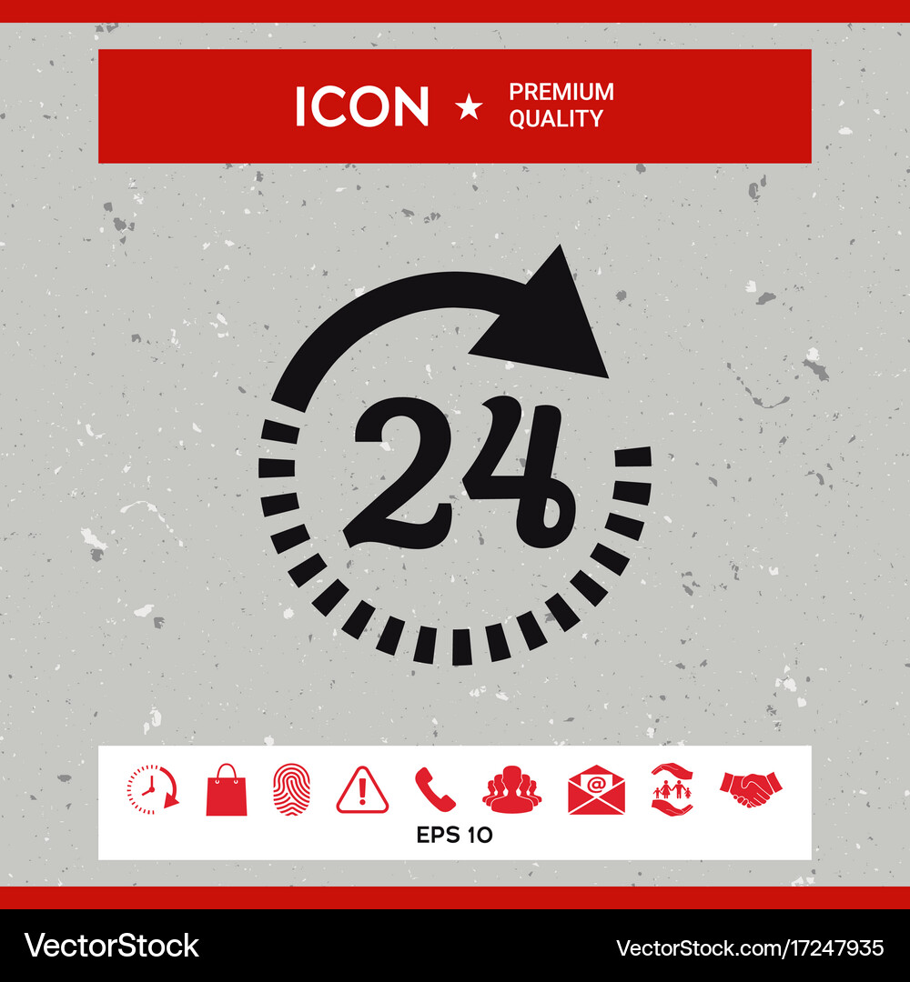 Open around the clock symbol icon opening hours Vector Image