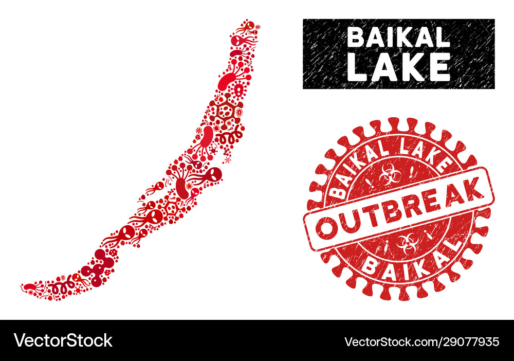 Outbreak mosaic baikal lake map with textured Vector Image