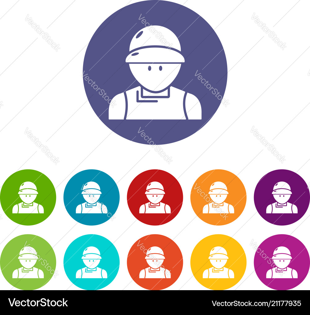 Plumber man icons set color Royalty Free Vector Image