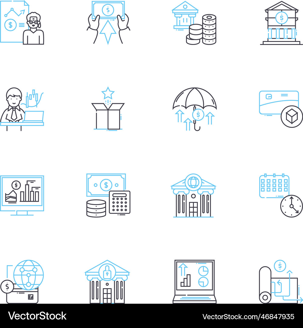 Risk protection linear icons set insurance Vector Image