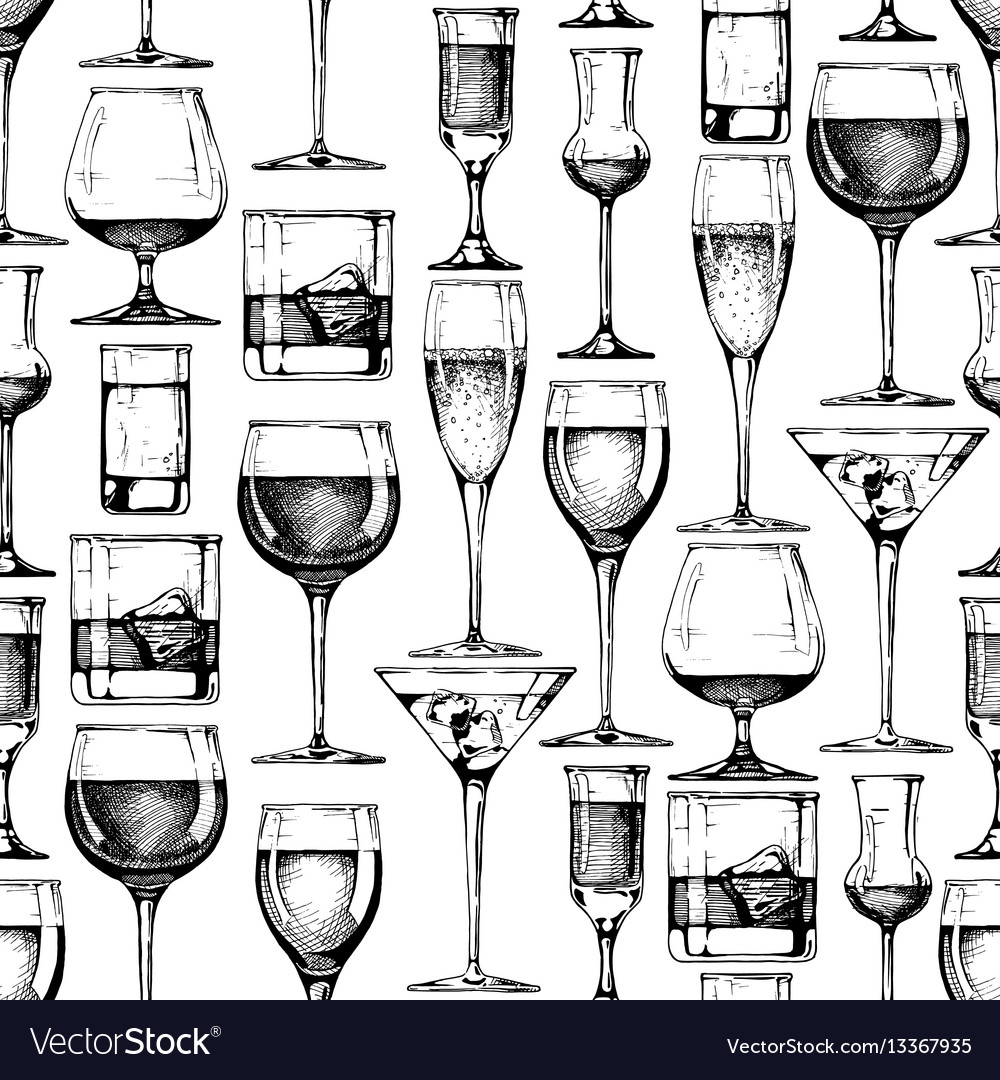 Seamless pattern with different glasses goblets Vector Image
