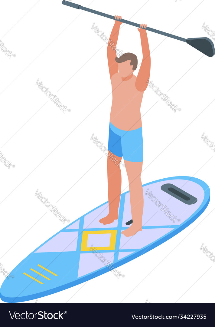 Sup surfing icon isometric style Royalty Free Vector Image
