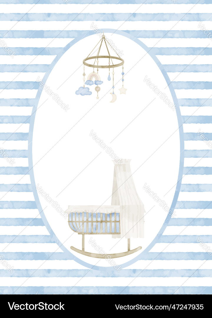 Template with baby cradle and hanging mobile Vector Image
