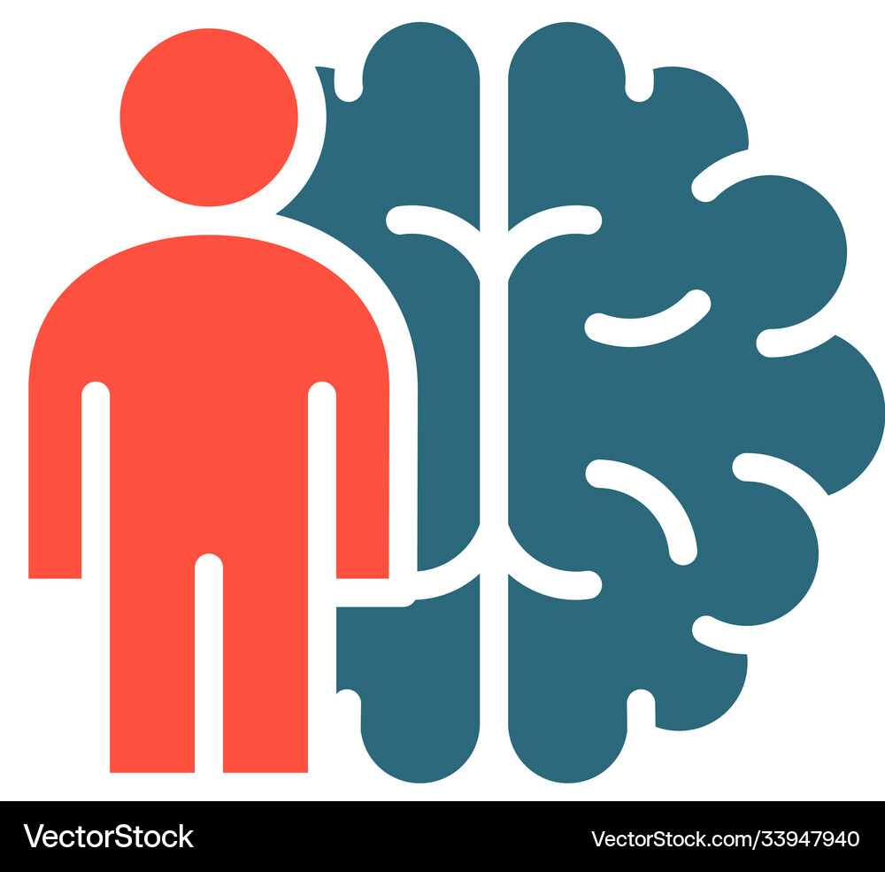 Brain with man colored icon the main organ Vector Image