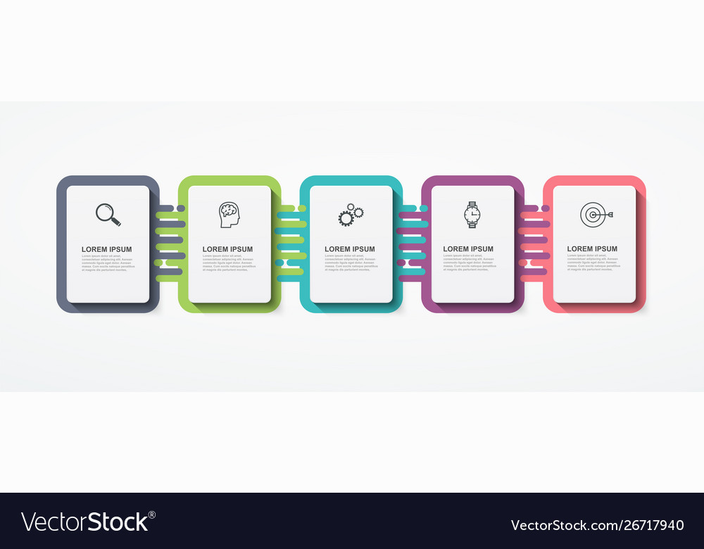 Business infographic rectangular elements with 5 Vector Image