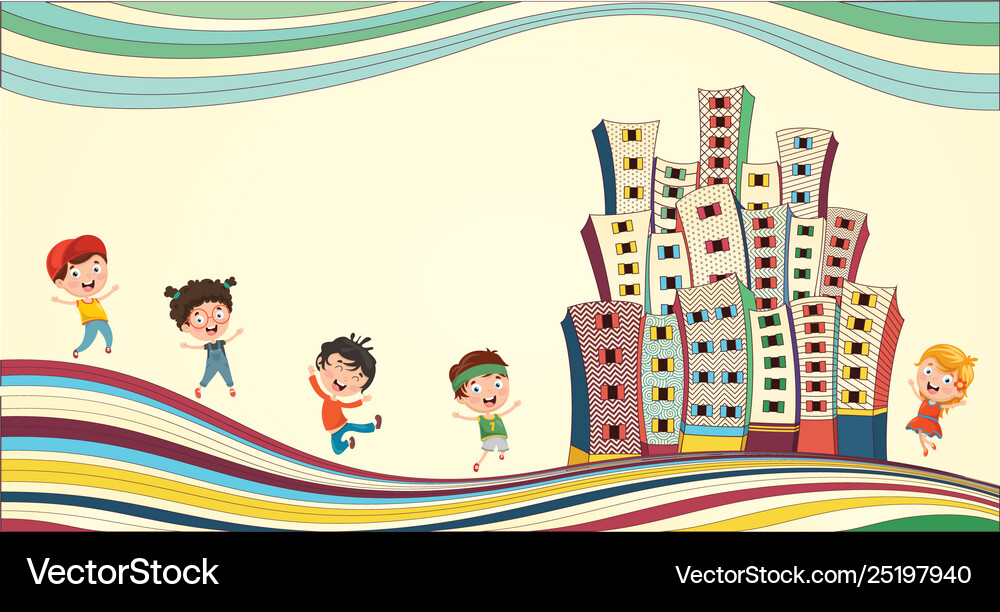 Children playing at city Royalty Free Vector Image