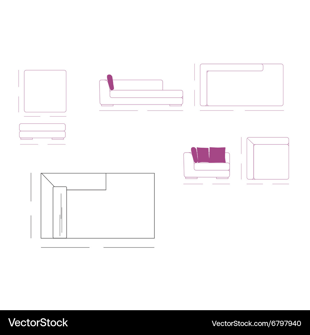Contours sofas Royalty Free Vector Image - VectorStock