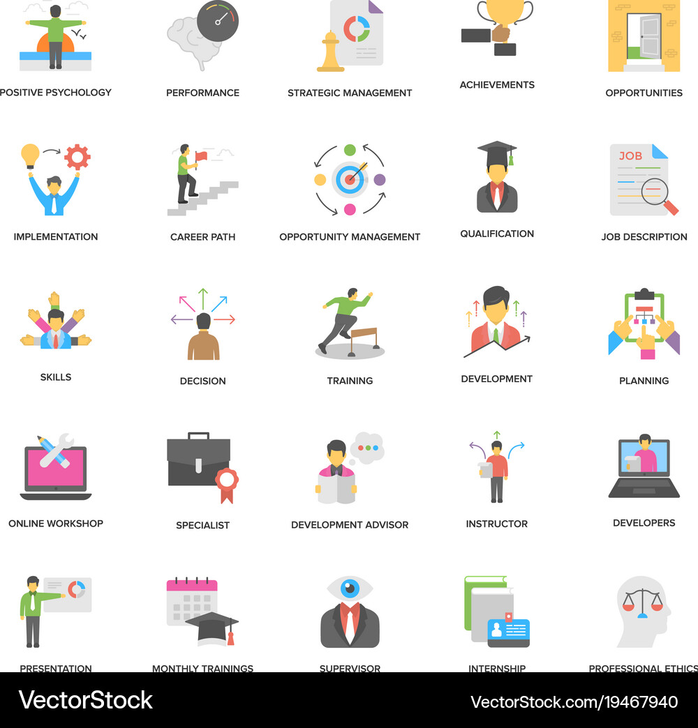 Flat icons collection success and opport Vector Image