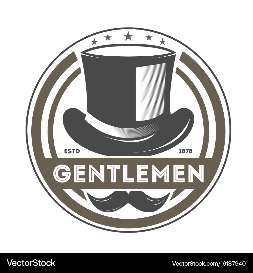 Gentleman vintage label with cylinder hat Vector Image