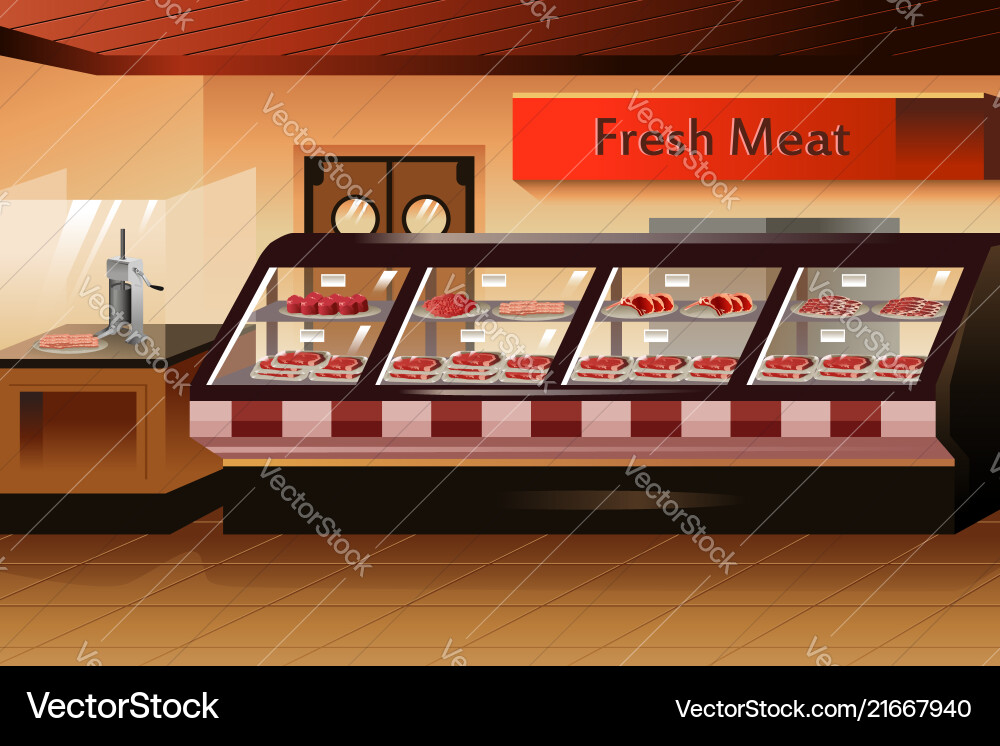 Grocery store meat section Royalty Free Vector Image