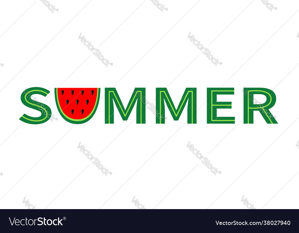 Hello summer text watermelon icon letter whole Vector Image